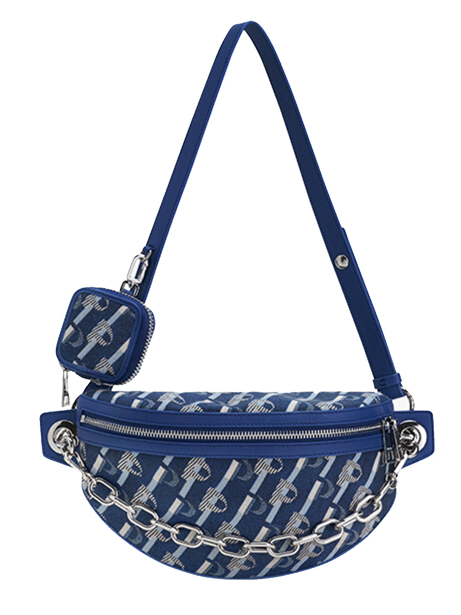 Diagonal Denim Chain 2-In-1 Crossbody Bag Shoulder Bag Chest Bag ...